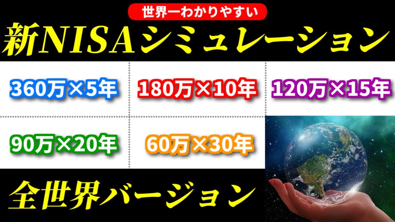 【全世界株で新NISA積立シミュレーション】360万×5年vs180万×10年vs120万×15年vs90万×20年vs60万×30年 │ 金融情報のまとめ